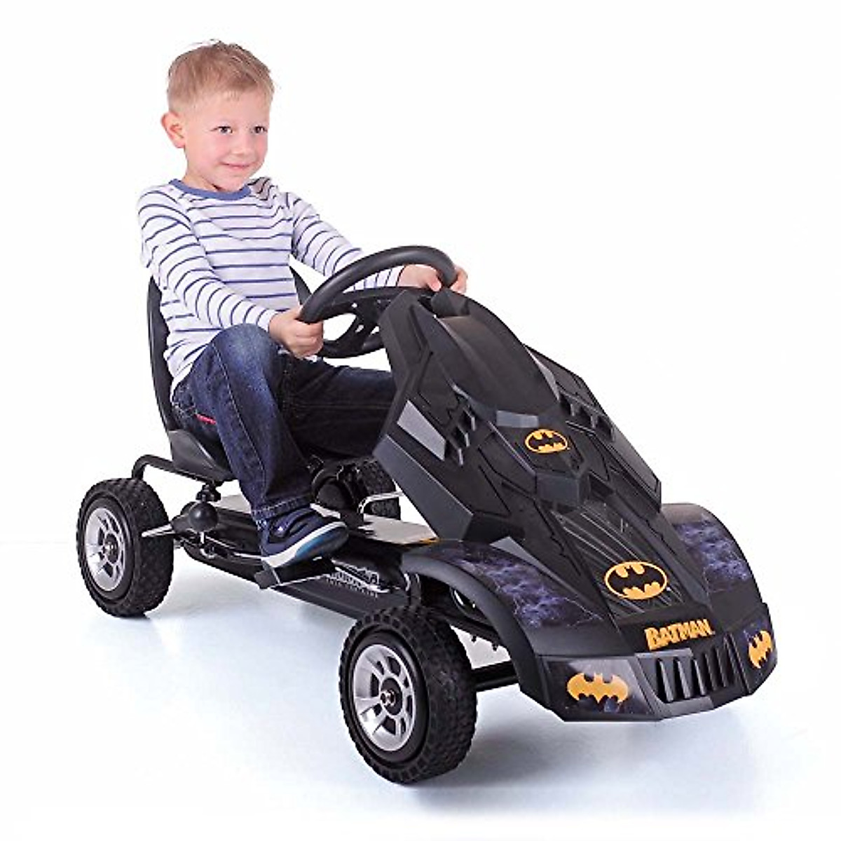 Hauck Batmobile Pedal Go Kart, Superhero Ride-On Batman Vehicle, Kids 4 and Older, Peddle & Patrol the Streets of Gotham just like Batman, Race-Styled Pedals & Rubber Wheels, Black