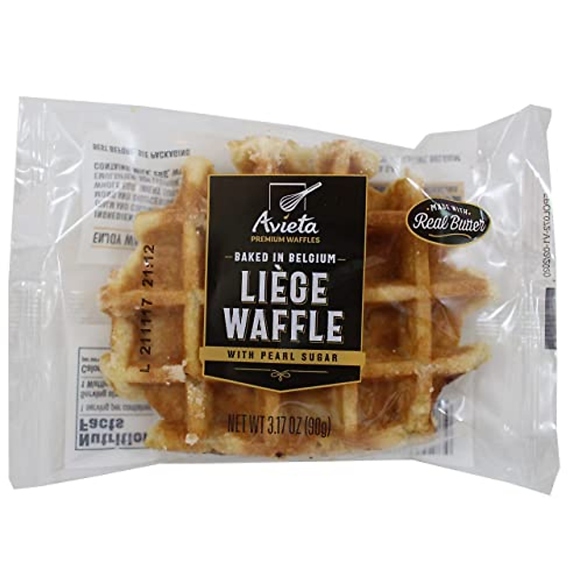 Avieta Belgian Pearl Sugar Waffles, 6 Individually Packed 3.17 Ounce