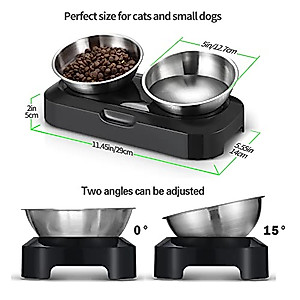 Cat Bowls - Elevated Cat Food Bowls, Anti Vomiting Cat Bowl Set, Stainless Steel Cat Bowls,Cat Bowls for Food and Water, Raised Cat Bowls for Indoor Cats, Orthopedic Cat Bowl