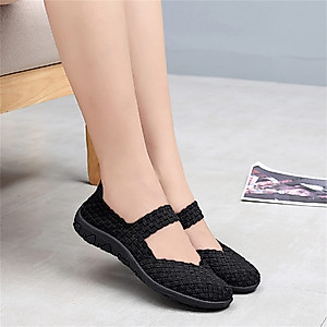 Veroders Women's Elastic Sport Sandals - Hiking Sandals Woven Elastic Walking Sandals Slip on Lightweight Sneakers HT-552 Black 40