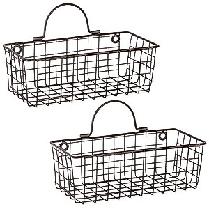 DII Farmhouse Vintage Décor, Wire Wall Basket, Small, Bronze, 2 Piece