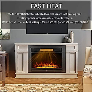 YODOLLA 28.5" Electric Fireplace Insert with 3 Color Flames, Fireplace Heater with Remote Control and Timer, 750w-1500W,Classic Style
