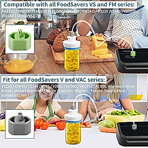 Jar Sealer Kits for FoodSaver Vacuum Sealer - Upgrade Canning Sealer Set with Hoses for Mason Jars with Regular and Wide Mouth, Additional Connectors Compatible with All FoodSaver Sealers (White)