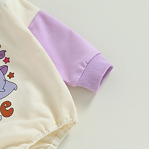 Infant Baby Boy Girl Halloween Outfit Pumpkin Sweatshirt Bubble Romper Oversized Sweater Bodysuit Fall Winter Clothes (Red Purple Beige, 18-24 Months)