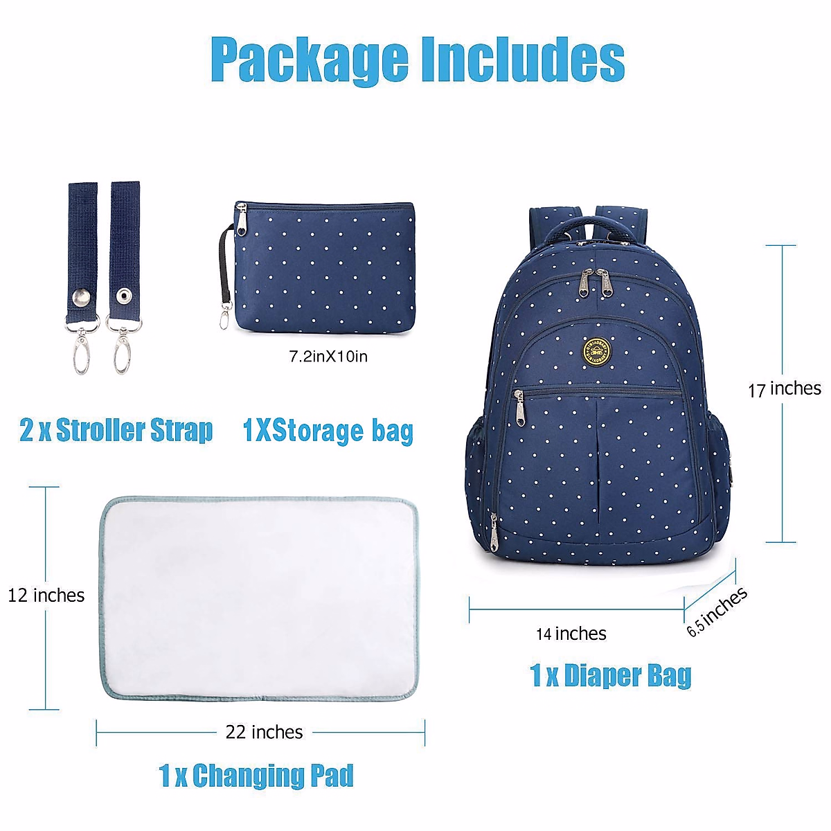 QIMIAOBABY diaper bag storage bag backpack, baby travel bag (Black flowers)