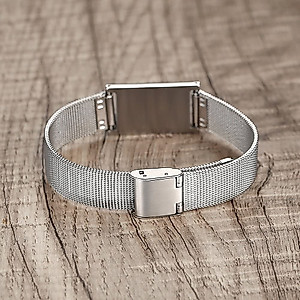 AOAMID Lymphedema Alert bracelet Adjustable Stainless Steel Mesh no bp no needles bracelet for women Emergency breast cancer medical bracelets(Mesh SS)