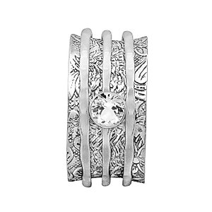 Spinner Ring !! Gemstone Meditation Ring, Anxiety Ring, Fidget Ring, Anti Stress Ring, Worry Band 925 Sterling Silver Band (7, white-topaz)