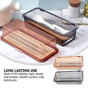 Cabilock 2Pcs Flatware Tray with Lid, Kitchen Cutlery Tray and Utensil Drawer Organizer, Silverware Countertop Storage Container with Cover Backflow Preventer