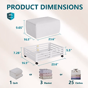 Bamboo Under Bed Storage Containers- Underbed Organizer with Wheels with Large Capacity Dust Bag,Sturdy Wood Rolling Under Bed Shoe Storage Organizer Drawer 2 Packs (Nature, Small)