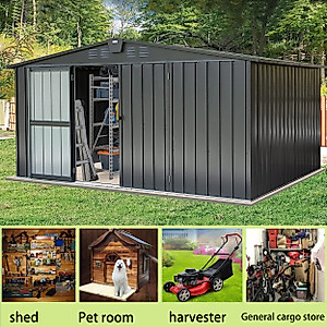 Outdoor Storage Sheds, 10' x 8', Patio Sheds, Garden Storage Cabinets, for Backyard, Terrace, Black