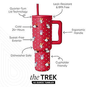 Simple Modern Valentine's Day Disney 40 oz Tumbler with Handle | Insulated Stainless Steel Water Bottle Travel Mug | Holiday Gifts for Women Her | Trek Collection | 40oz | Minnie Dots and Faces