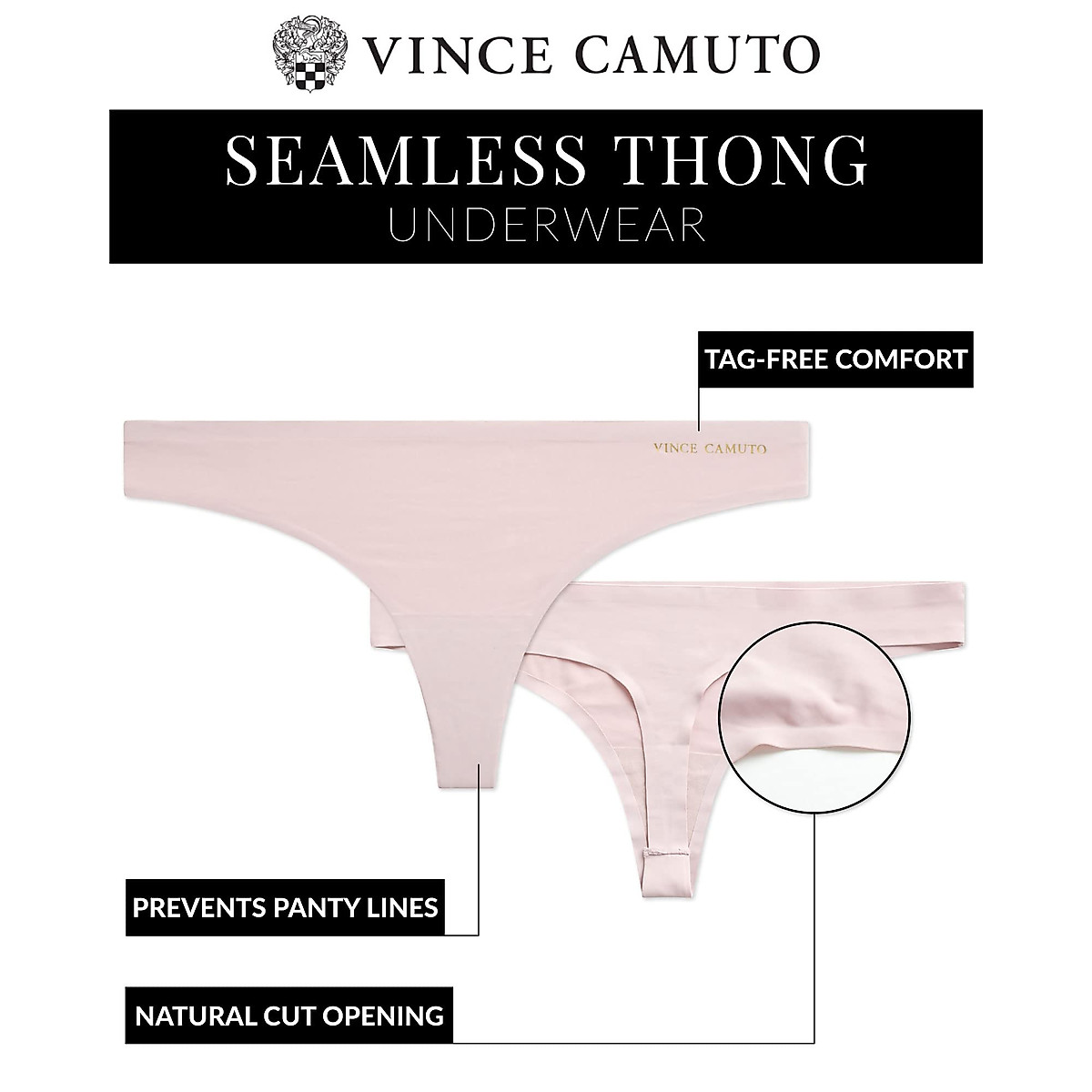 Vince Camuto Women's Thong Underwear - 5 Pack/10 Pack Ultra Soft Sexy Lingerie Thong Panties - Breathable Underwear for Women, Size Large, Grey Assorted (5 Pack)