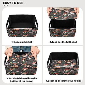 Kcldeci 2Pcs Storage Baskets For Shelves Mushrooms Snails Butterflies Ladybugs Foldable Storage Bins Cube Fabric Bins Organizer for Nursery Home Office Kids Toys