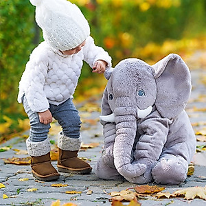 BOOJALOO Giant Stuffed Animals Doll Elephant Stuffed Animal, 24" Stuffed Elephant Plush Toy Gifts for Girls Boys Gray