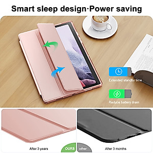 INFILAND Compatible with Samsung Galaxy Tab A8 Case Cover with HD Clear Transparent Back Fit Galaxy Tab A8 10.5 inch 2022 SM-X200/X205/X207 [Auto Wake/Sleep] Rose Gold