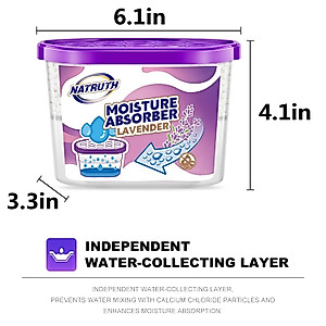 NATRUTH Moisture Absorbers With Lavender Scent,10.5OZ*12-Pack Portable Closet Dehumidifier, Odor Eliminator Absorber Bucket,Humidity Absorber,Cleaner Air Dehumidifier for Closet,Bathrooms, Boats