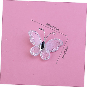 Veemoon 50pcs Butterfly Craft Gem Stickers Butterflies on Wire Gem Decorative Cake Decorations Cake Toppers Mesh Butterfly Nativity Ornament Decorative Butterfly Metal 3D Accessories White