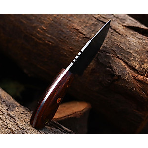 SSSI CRAFT Handmade Fixed Blade High Carbon Steel , Damascus Steel Hunting Knives ,EDC , Mini Neck , Survival and Pocket Knife For Men With Sheath