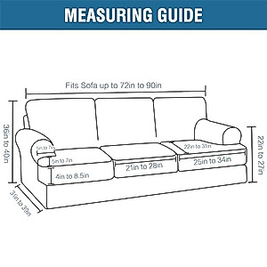 H.VERSAILTEX Sofa Cover 4 Piece T Cushion Sofa Slipcovers Thick Velvet Couch Cover Furniture Protector Stretch T Cushion Sofa Covers for 3 Cushion Couch with 3 Individual T Cushion Covers, Navy