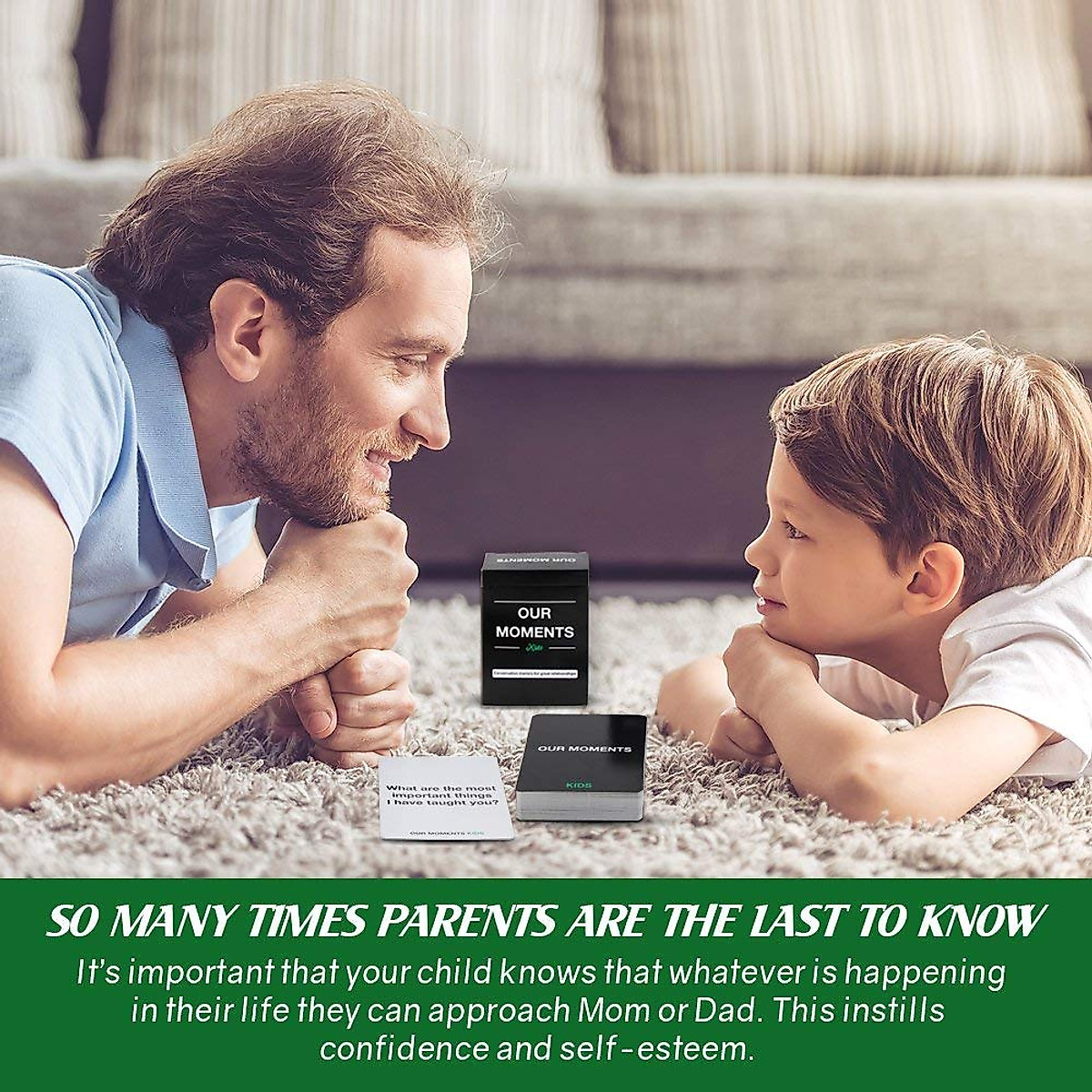 OUR MOMENTS Kids: 100 Conversation Starter Cards for Families and Kids - Relationship Building - Car Travel, Road Trip & Card Game for Healthy Loving Family - Questions for Family Activities