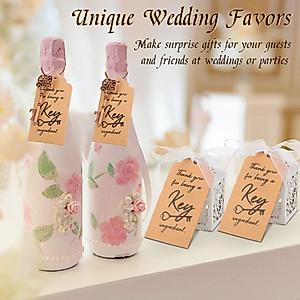 Sawysine 50 Set Key Bottle Openers Skeleton Key Valentine's Day Favors with Escort Card Tag and Key Chains, Love Heart Laser Cut Candy Boxes and White Organza Bags Rustic Decoration