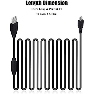 Drimoor 2 Pack 10ft PS3 Controller Charger Cable - Magnetic Ring Mini USB Data Charging Cord for PS Move Playstation 3 Wireless Controller, TI84 Plus CE, Digital Camera
