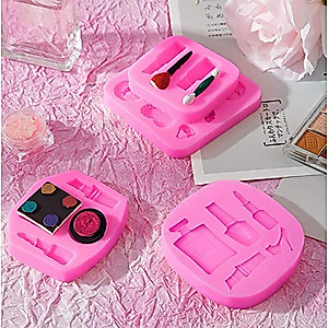 4 Pieces Makeup Design Silicone Molds Lipstick Fondant Perfume Makeup Tool Design Cake Molds for Chocolate Pudding, Candy, Jelly, Soap Modeling, Birthday Party, Cake Cupcake Supplies, 4 Styles