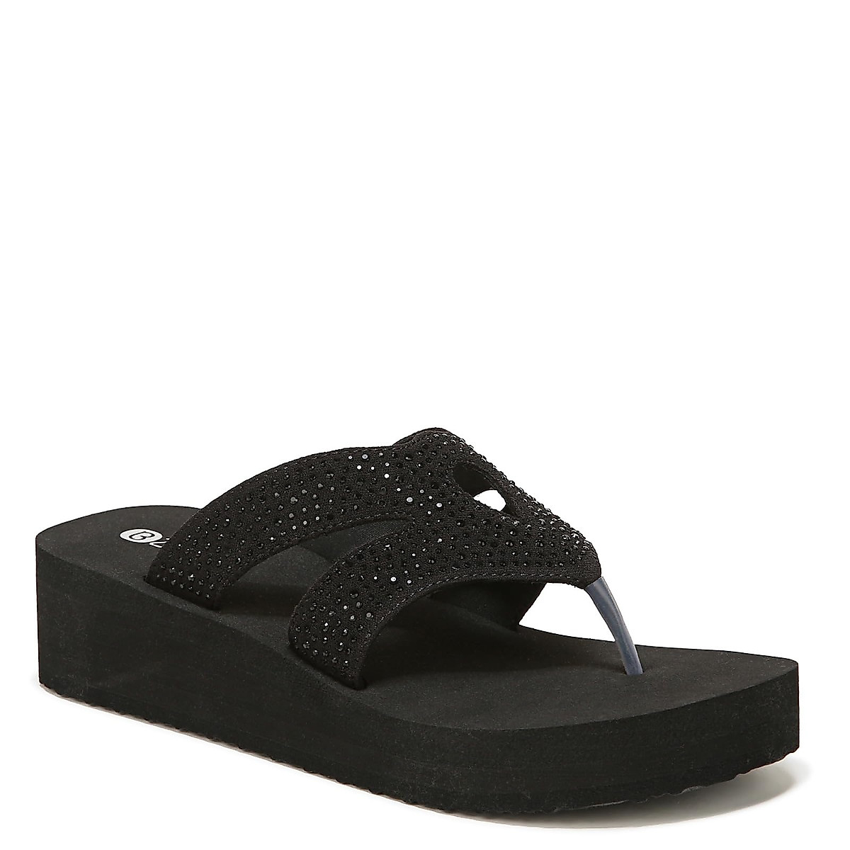 BZees Womens Rio Thong Sandal Black Rhinestone 10 M