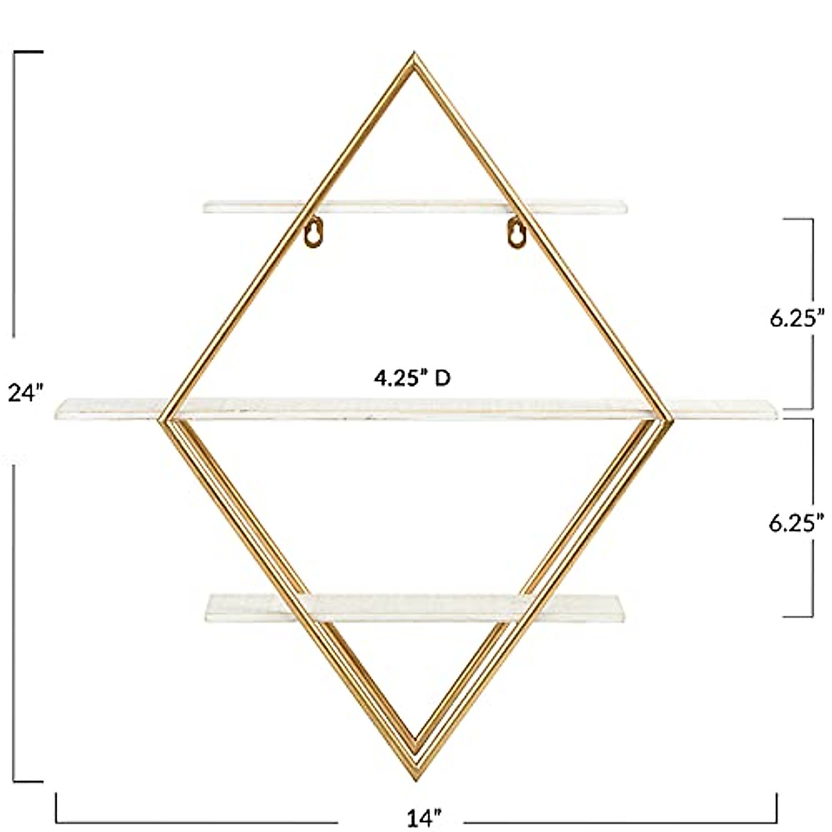 Main + Mesa Wood and Gold Diamond Wall Shelf
