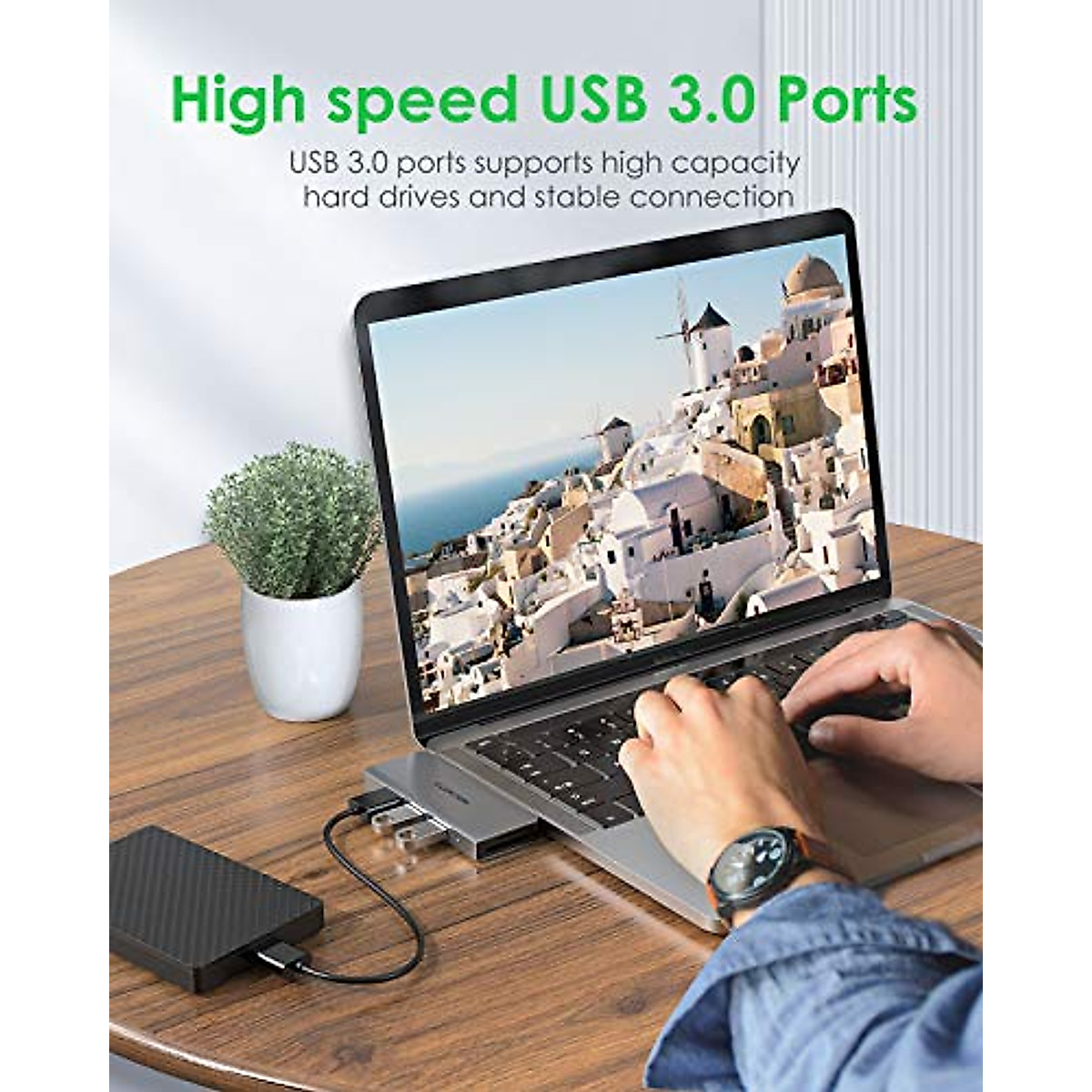 LENTION 6 in 1 USB C Hub with 1 USB C (100W PD/40Gbps Data/5k Video Output), 3 USB 3.0 & SD/Micro SD Card Reader Compatible 2016-2023 MacBook Pro 13/15/16, Mac Air(CB-CS62, Space Gray)