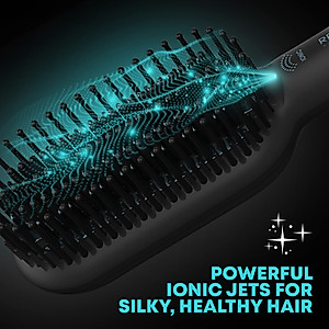 Revamp Progloss Deepform Ceramic Straightener Brush – Ionic Anti-Frizz Straightening Brush – Ceramic Infused with Progloss Oils for Frizz-Free Shine – Auto-Off & 9’ Swivel Cord