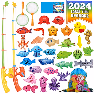 CozyBomB™ Magnetic Fishing Game for Kids | Bath Pool Toys Set for Water Table Learning Education Fishin for Bathtub Fun with Animal, Poles Rod Net Fishes for Kids Age 3 4 5 6 Year