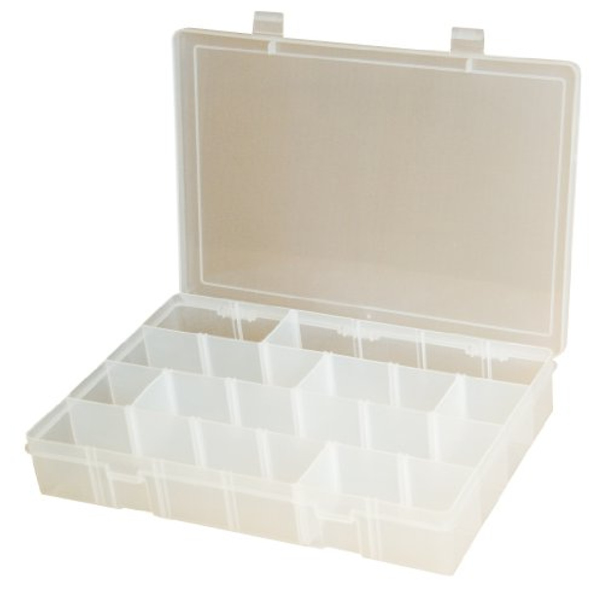 Durham LPADJ-CLEAR Clear Polypropylene Adjustable Compartment Large Box, 13-1/8" Width x 2-5/16" Height x 9" Depth