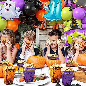 WEGYMER Halloween Popcorn Boxes 20pcs Trick Or Treat Snack Boxes for Kids Boys Girls Halloween Birthday Decoration Witches Pumpkin Bat Ghost Party Supplies