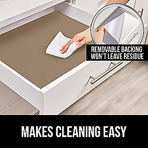 Gorilla Grip Stick Adhesive Removable Liner and Smooth Drawer Liner, Adhesive Liner Size 11.8x20, Contact Liner for Book Covers, Smooth Liner Size 17.5x20, Non Adhesive, Both in Beige, 2 Item Bundle