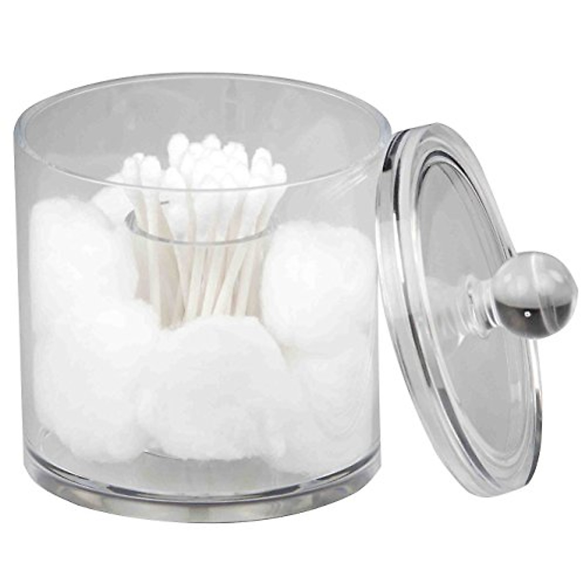 Home Basics Acrylic Cotton Ball and Swab Holder, Q-tip Storage Organizer, Clear