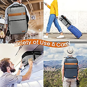 POWAITER Travel Backpack for Women Men, Large Expandable Carry on Backpack Flight Approved with 4 Packing Cubes & Luggage Tag-Black