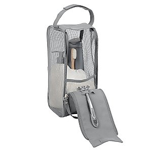 Simplify Hanging Mesh Toiletry Bag | Travel Organizer | Perfect for Dorm | Gym | Back to School | Shampoo | Shower Accessories | Grey
