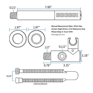 KATAIS Brushed Nickel 2 In 1 Hand Held Shower Head High Flow Handheld Shower Head Set High Pressure Shower Head Sprayer Hand Shower Wand with 59 Inch Hose, Bracket