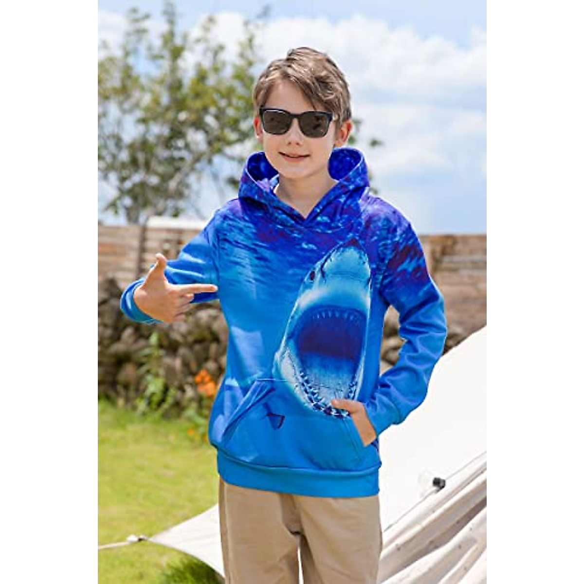 Idgreatim Illusion Sweatshirt for Boys Girls 8-10 Years Novelty Pattern Hoodies Casual Sport Hoody Pullover