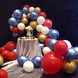 Red Blue and White Balloon Garland Arch Kit,95 pcs Red Blue White Latex and Metallic Balloons Arch Kit for Women Men Boho Birthday Wedding Baby Bridal Shower Party Decorations