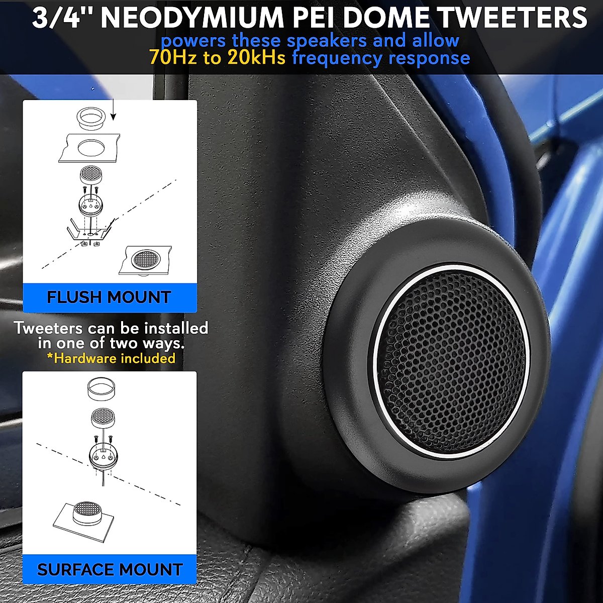 Pyle Two-Way Component Speaker System - One Pair 6.5" Two-Way Component Kit, Non-Fatiguing Butyl Rubber Surround, 360 Watts w/ 4 Ohm Impedance and 1" High-Temperature ASV Voice Coil - PL650CBL