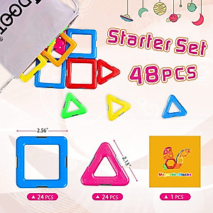 idoot Kids Magnetic Tiles for Toddlers,STEM Toys for 3-5 Year Old Boys & Girls,Magnet Blocks Kids Educational Toys Birthday Gift Starter Set with Storage Bag