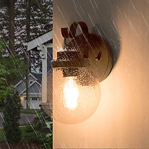 KSANA Outdoor Lights Wall Mount, Rust-Proof Exterior Wall Light Fixtures with Bubble Glass, Spherical Outdoor Wall Sconce for Porch, Yards, Patio, Garden, Balcony, Hallway, Front Door, Bronze Finish