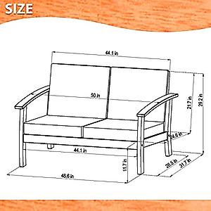 Kevin Amazonia Murano 4-Piece Patio Seating Se SC KINGS4DEEP_KH | Eucalyptus Wood | Ideal for Outdoors and Poolside, 118Lx42Wx36H, Khaki