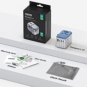 Zendure Universal Travel Adapter 65W PD Fast Charger 4 USB-C,1 USB-A, International Wall Charger AC Plug Adaptor All in One Worldwide Power Charger Compatible with Laptops iPad iPhone AirPods