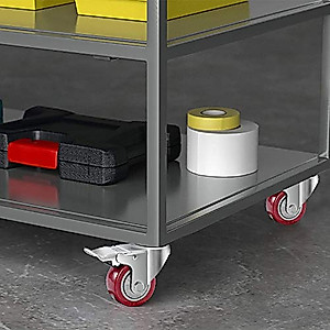 D&L 3 Inch Plate Swivel Casters Wheels 1400lbs Heavy Duty Casters with Brake Polyurethane Dual Locking Casters Set of 4 Red DL-I3-001R