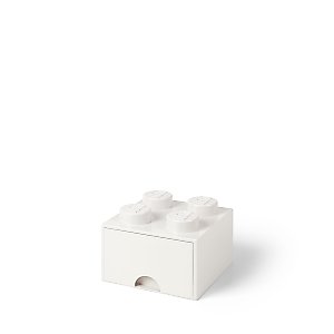LEGO Brick Drawer, 4 Knobs, 1 Drawer, Stackable Storage Box, White