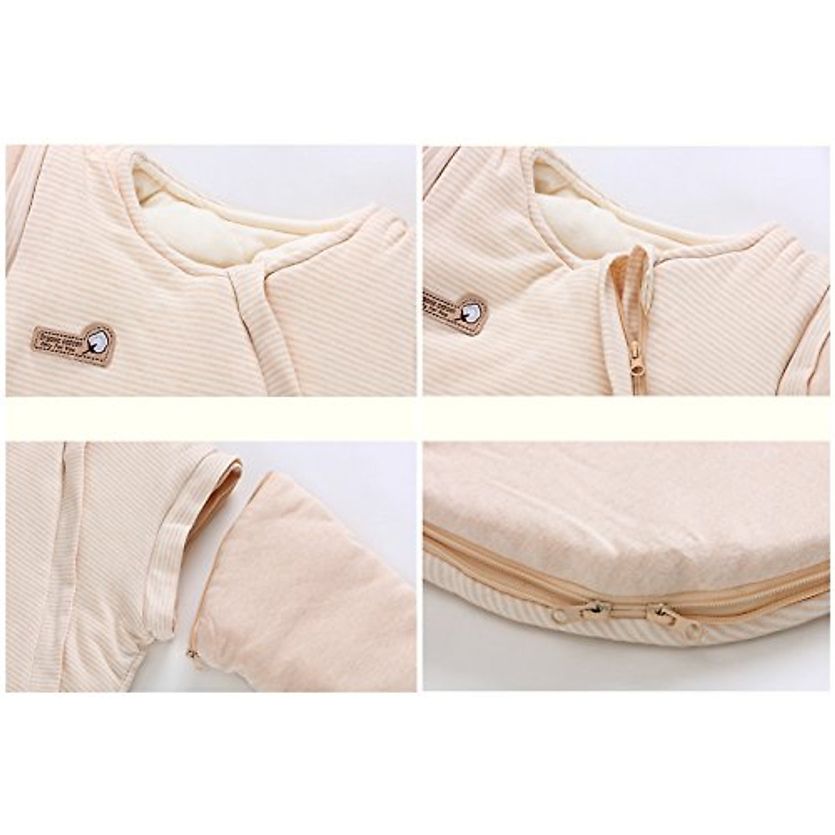 OuYun Baby Organic Sleeping Bag Autumn Detachable Sleeve Wearable Blanket,Small,2.5 Tog