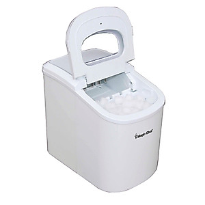 Magic Chef MCIM22W 10 Portable Ice Maker with Easy Touch Control Pad Viewing Window Removable Basket and Ice Scooper in White